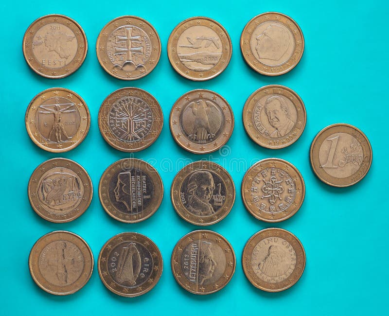 1 Moneda Euro, Unión Europea Foto de archivo - Imagen de italia, verde ...