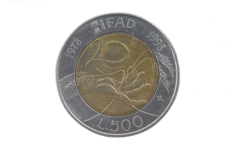 Moneda Italiana De 500 Liras En 1998 Imagen de archivo - Imagen de ...