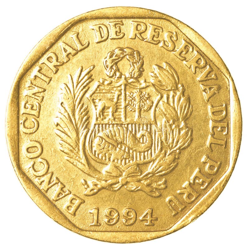 Moneda Peruana De 20 Del Nuevo Centimos Del Solenoide Imagen de archivo ...