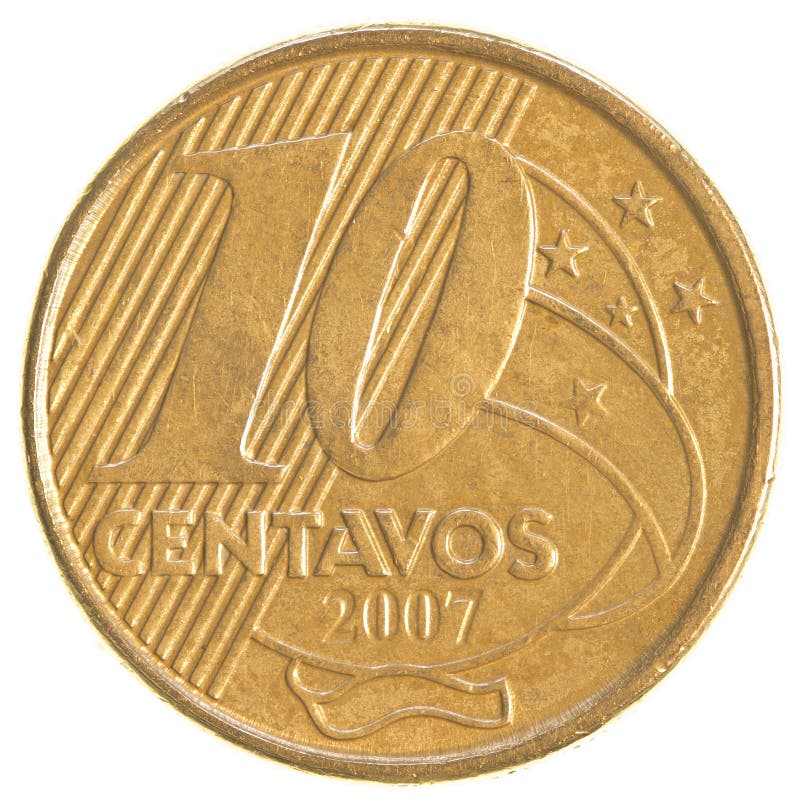 Moneda Real Brasileña De 10 Centavos Foto de archivo - Imagen de cambio ...