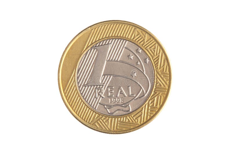 Moneda Real Brasileña 1 Moneda De 1998 Fondo Blanco Foto de archivo ...