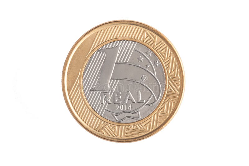 Moneda Real Del Brasileño 1 Foto de archivo - Imagen de medalla, fondo ...