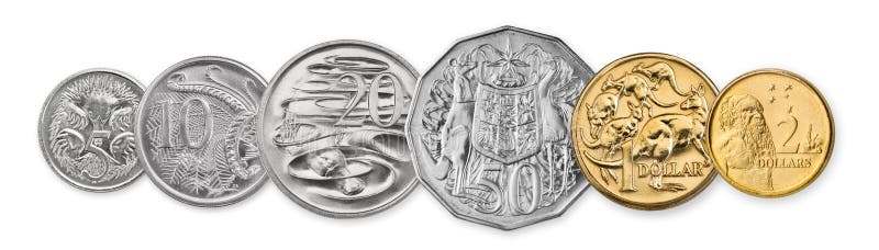 Monedas australianas imagen de archivo. Imagen de aislado - 25822293