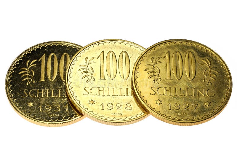 Monedas De Oro De 100 Chelines Foto de archivo - Imagen de austeridad ...