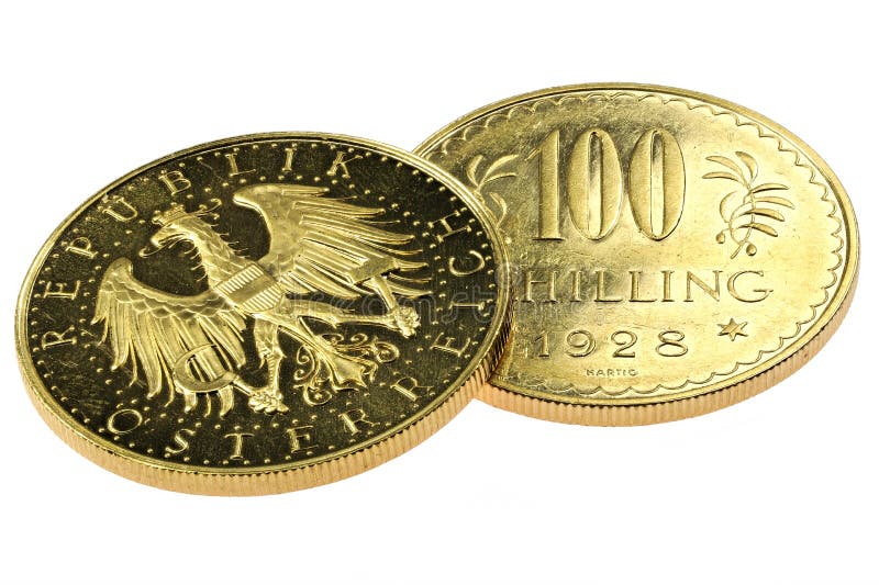 Monedas De Oro De 100 Chelines Foto de archivo - Imagen de metal ...