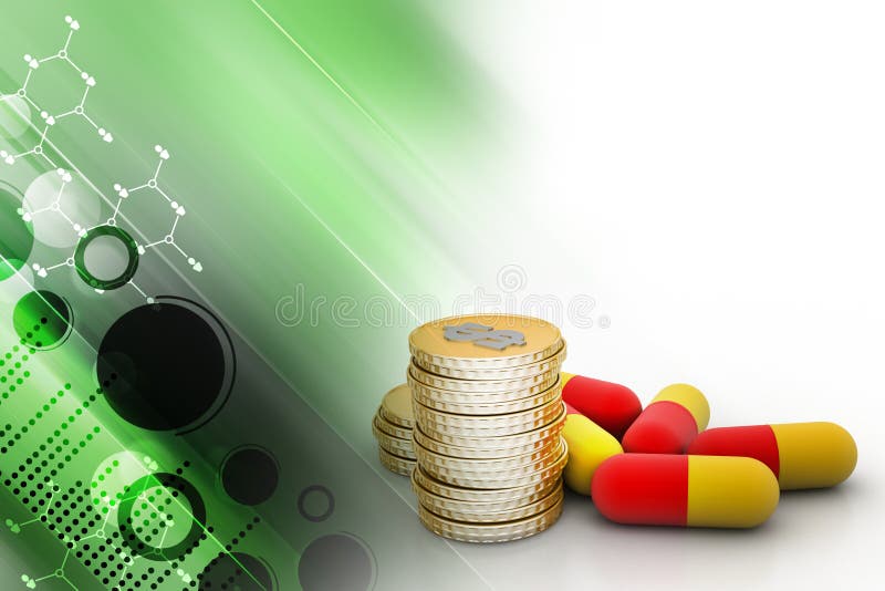 Monedas De Oro Con La Medicina Stock de ilustración - Ilustración de ...