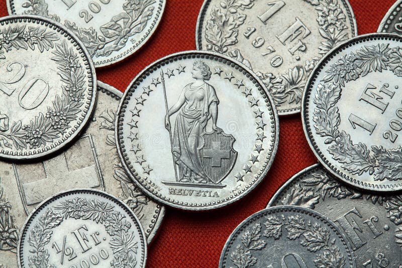 Monedas De Suiza Helvecia Permanente Foto de archivo - Imagen de cierre ...