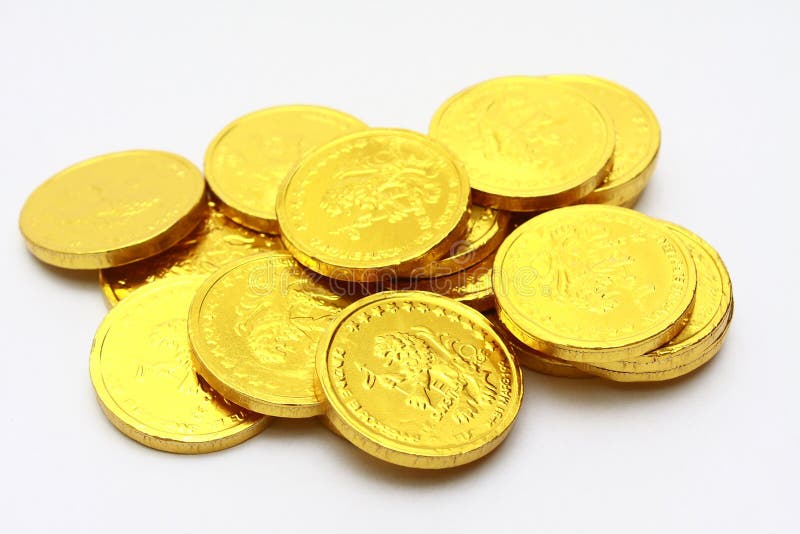 Monedas De Chocolate Doradas Foto de archivo - Imagen de envuelto ...
