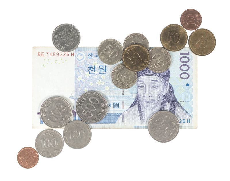 Sistema De La Moneda De Corea 10 Imagen de archivo - Imagen de metal ...