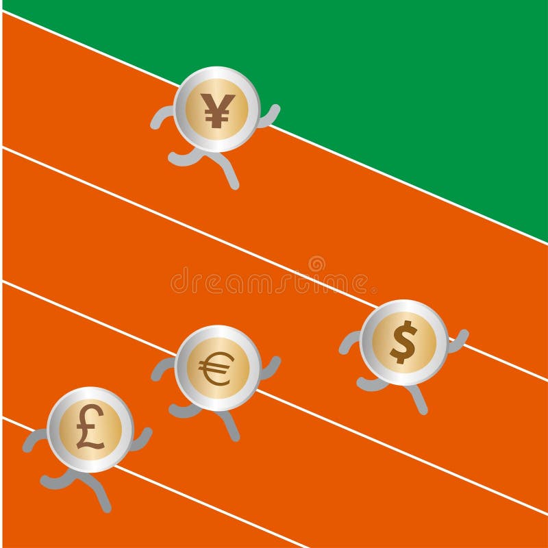 Different Currencies Running on a Running Track Stock Vector ...
