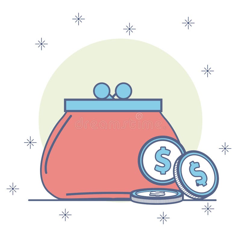 Monedero con las monedas ilustración del vector. Ilustración de ...