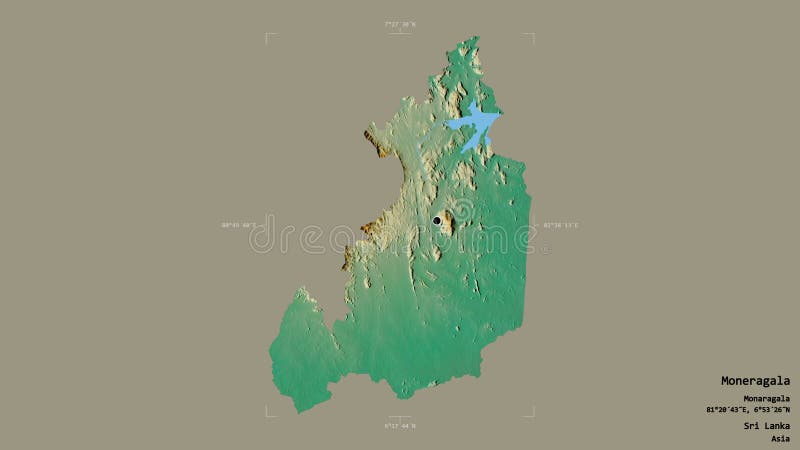 Moneragala - Sri Lanka. Bounding Box. Relief Stock Illustration ...