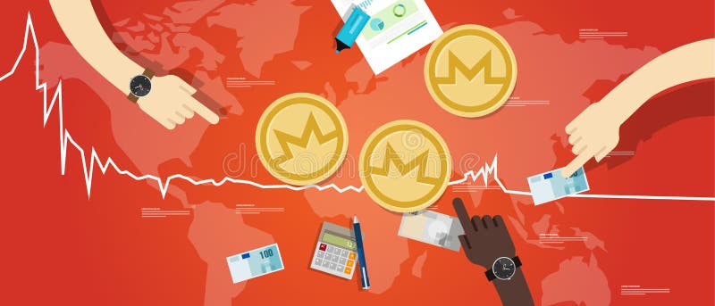 Monero Coin Decrease Exchange Value Digital Virtual Price Down Chart Red Editorial Image ...