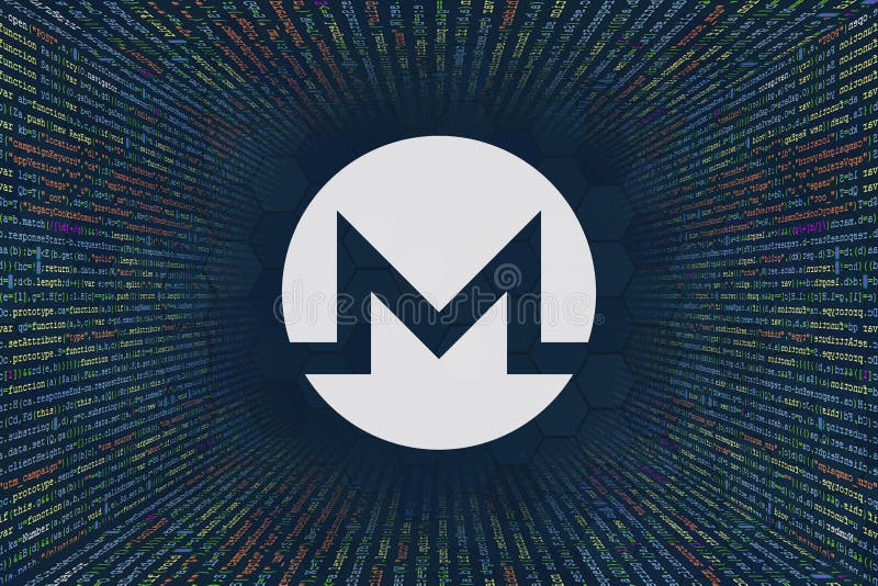 Monero Xmr Cryptocurrency Symbol A Tunnel From A Computer Program Code Programmer Strings Of