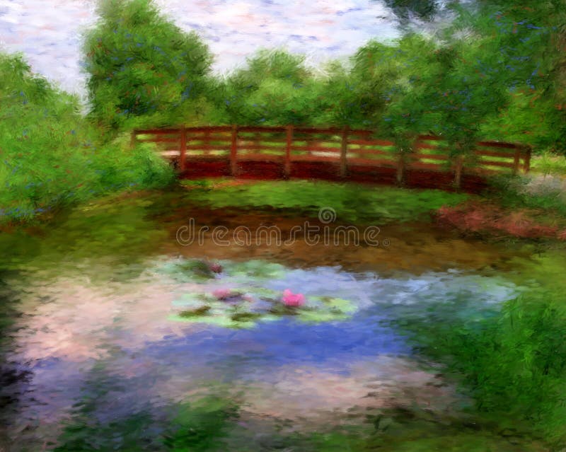 Monet Bridge stock illustration. Illustration of pond - 72847927