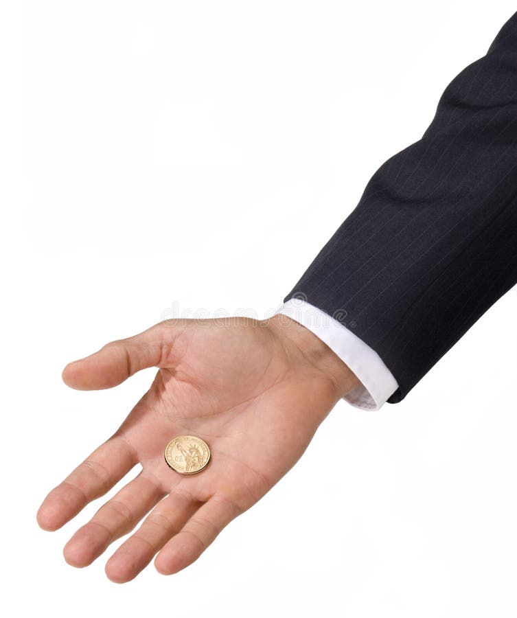 Mano Che Tiene Una Moneta Da Un Dollaro Immagine Stock - Immagine di ...