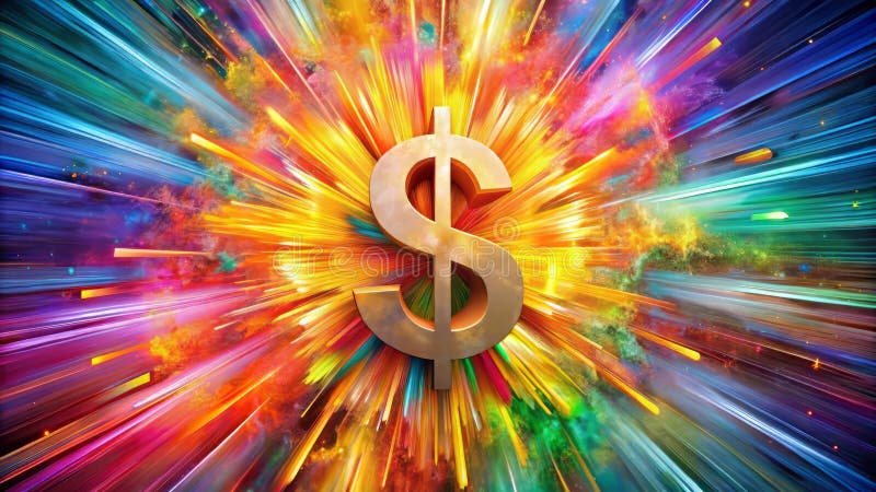 A Monetary Explosion a Dollar Sign Implodes into a Technicolor Burst of ...