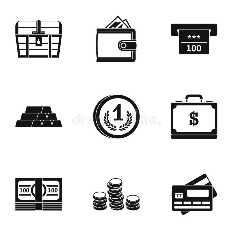 Monetary Resource Icons Set, Simple Style Stock Vector - Illustration ...