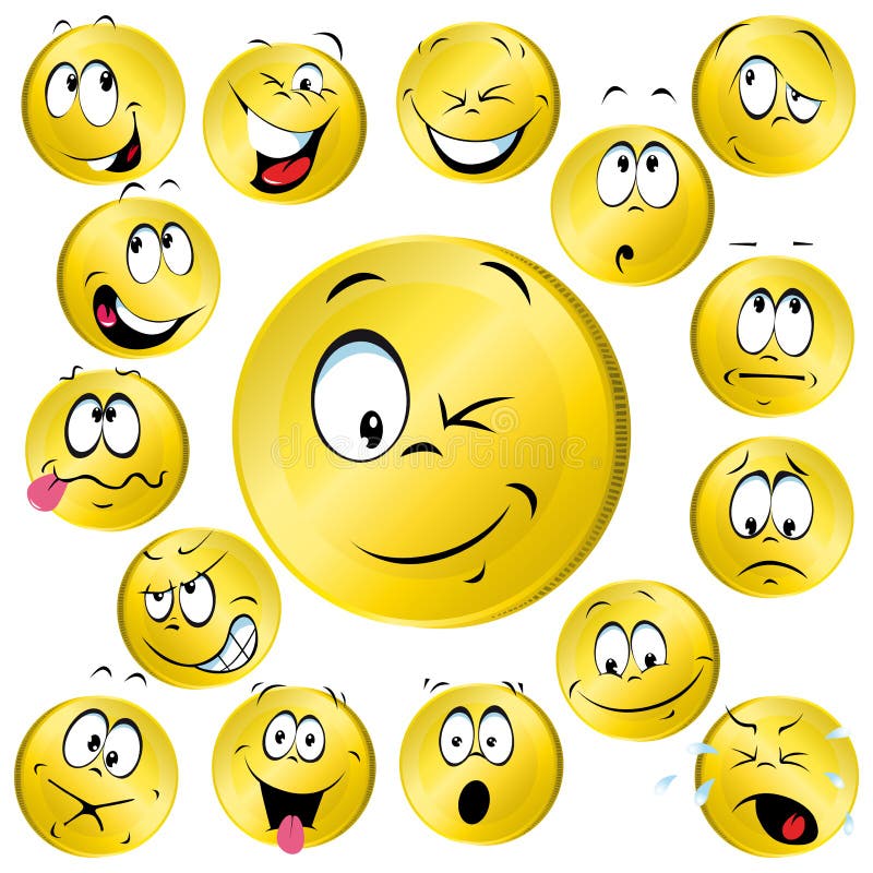 Monete Del Fronte Di Smiley Illustrazione Vettoriale - Illustrazione di ...