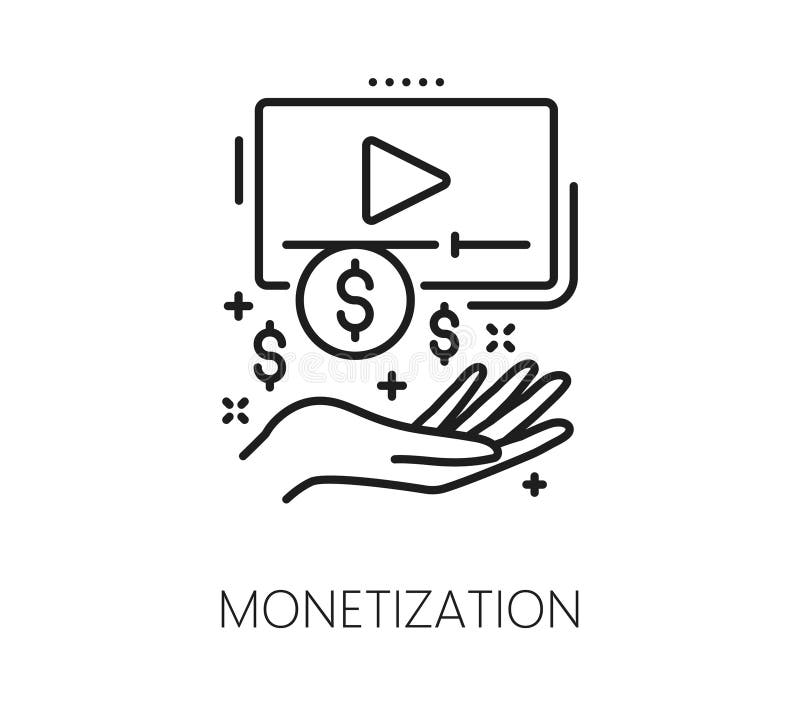 Monetization, Blogging Line Icon, Social Media Stock Vector ...