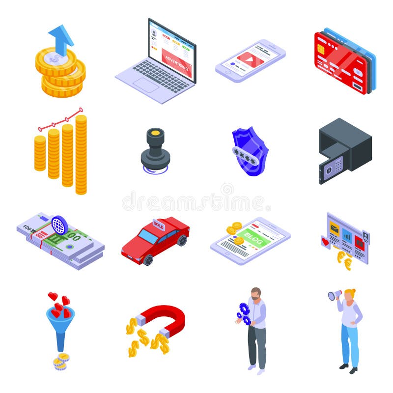 Monetization Icons Set Vector Flat Stock Vector - Illustration of ...