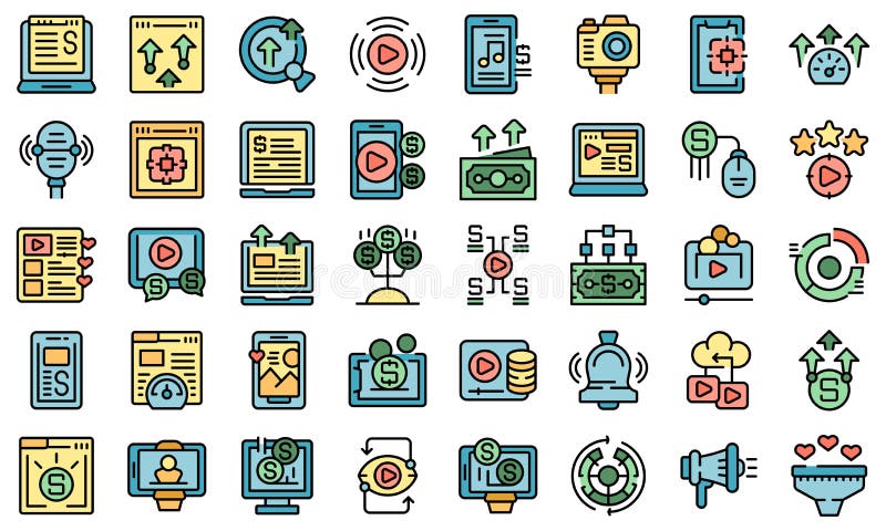 Monetization Icons Set Vector Flat Stock Vector - Illustration of ...