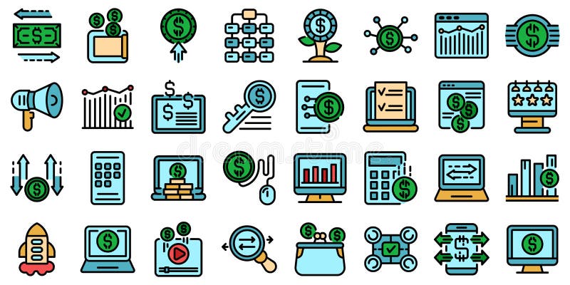 Monetization Icons Set Vector Flat Stock Vector - Illustration of ...