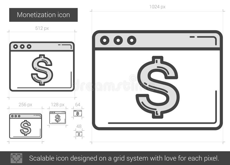 Monetization line icon. stock vector. Illustration of design - 83309189