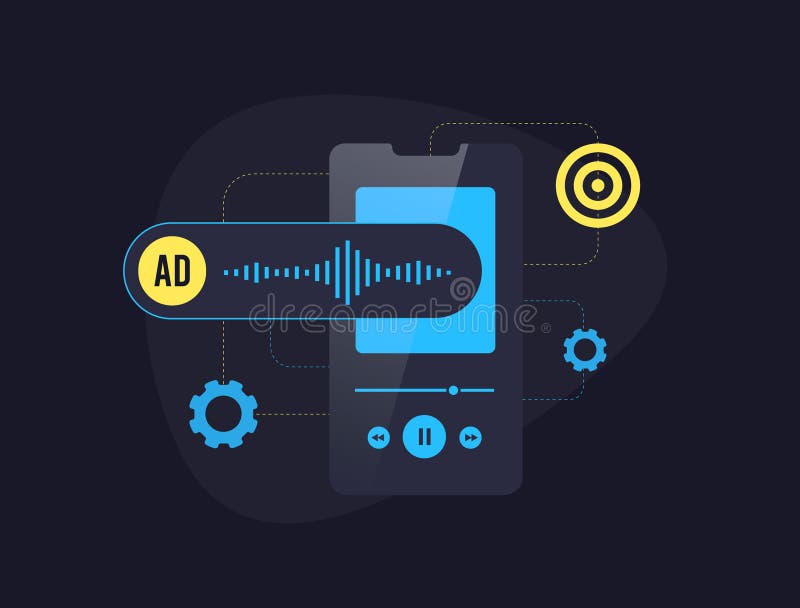 Monetize Audio Content with Audio Advertising Concept Illustration ...