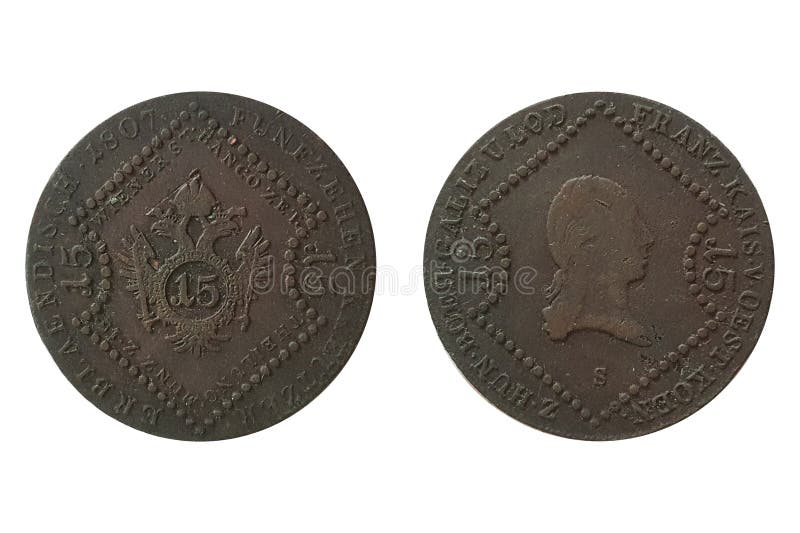 15 Kreutzer 1807 Franz I. Austrian Empire Coin. Obverse Bust of Franz ...