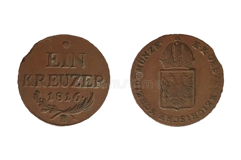 1 Kreuzer 1816 B Franz I. Austrian Empire Coin. Obverse Crowned Shield ...
