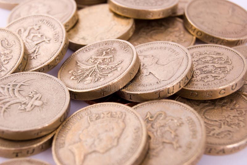 Jeden Funtowe Monety I Nowe 5 Funtowi Notatek BW Fotografia Editorial ...