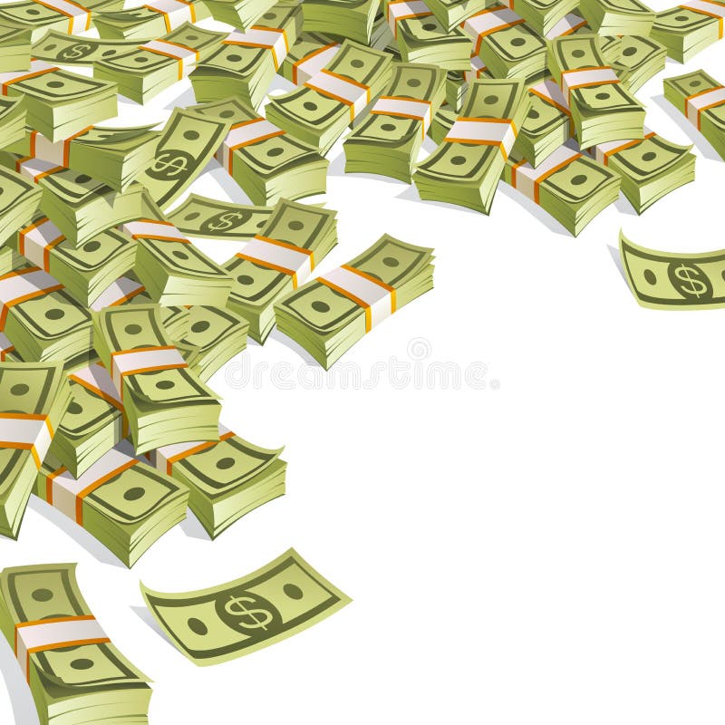 Banner with Money. Packing in Bundles of Bank Notes on White Background ...