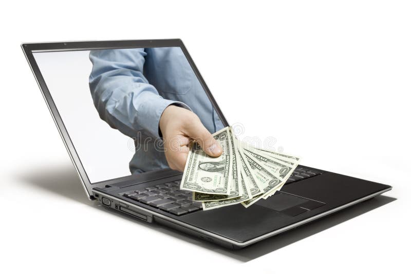 Woman Using Her Laptop Computer Making Money Stock Photo - Image of ...