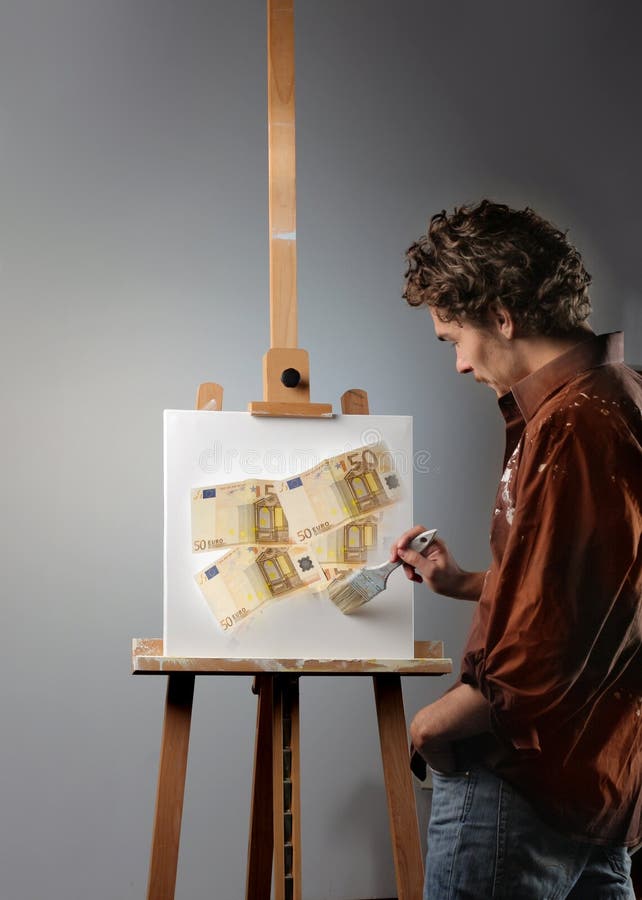 Money stock photo. Image of artist, poor, brush, euro - 6654838