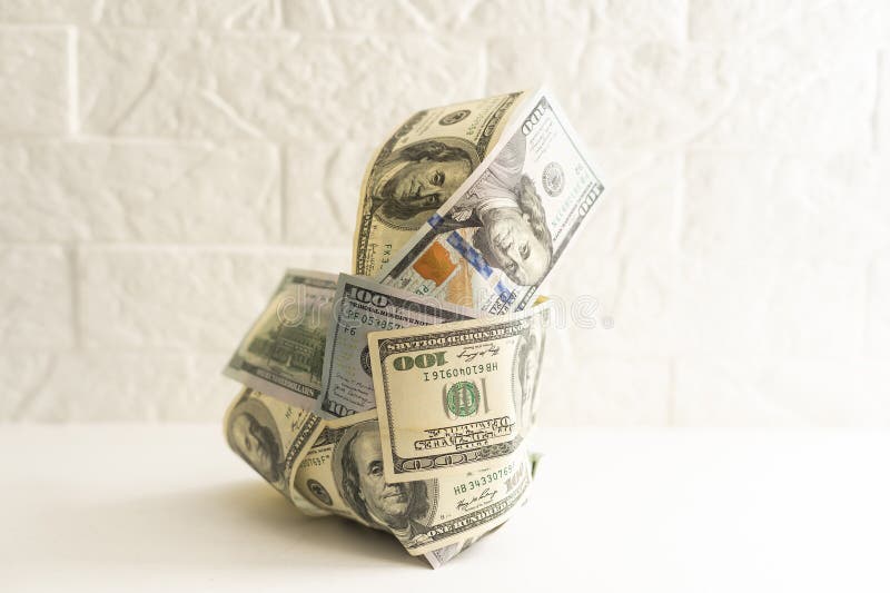 Hundred US Dollar Bills Above Digital Tablet US Flag Stock Photo ...