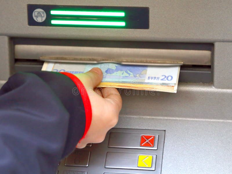 Money from ATM Automatic Cash Machines Stock Photo - Image of machines ...