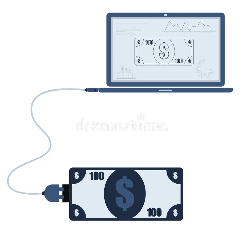 Money Automation Using Laptop Stock Vector - Illustration of electronic ...