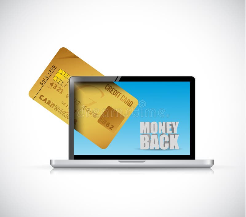 Money Back Computer and Credit Cart Stock Illustration - Illustration ...