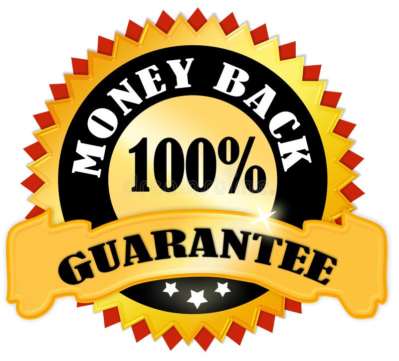 Money Back with 100 Percent Guarantee Sticker Golden Label Icon Seal ...