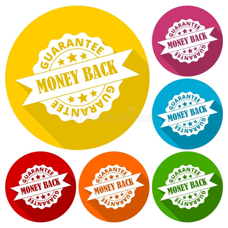Money Back Guarantee Icons Set with Long Shadow Stock Vector ...