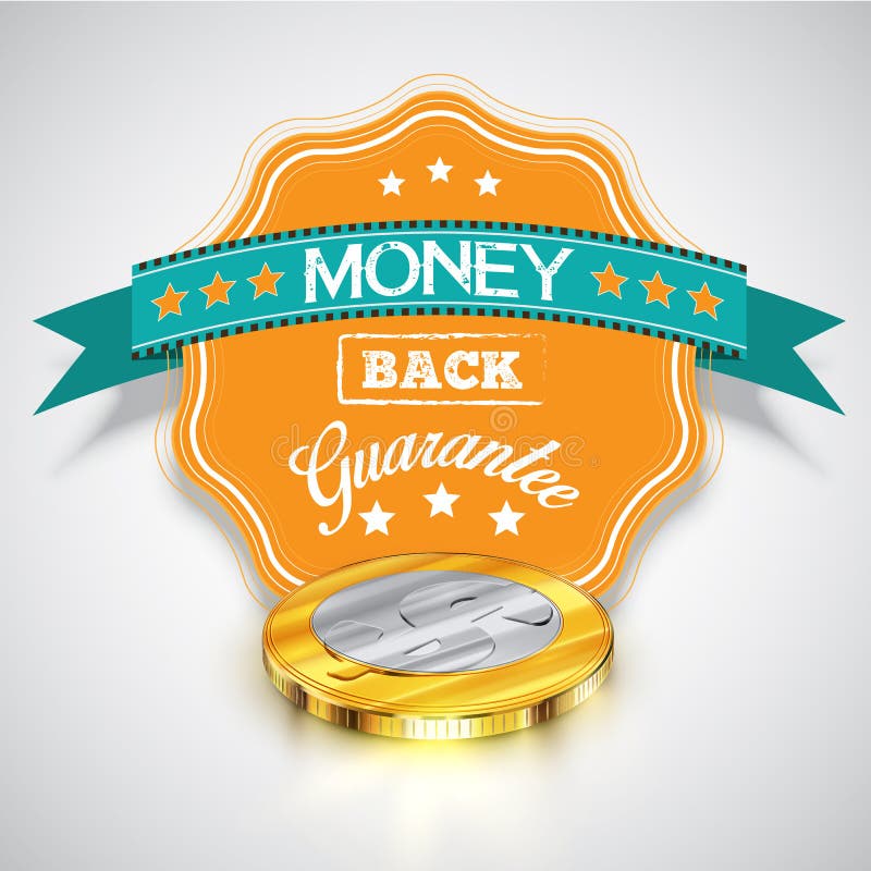 `Money Back Guarantee` Sticker with Realistic Coins, Vector Stock ...