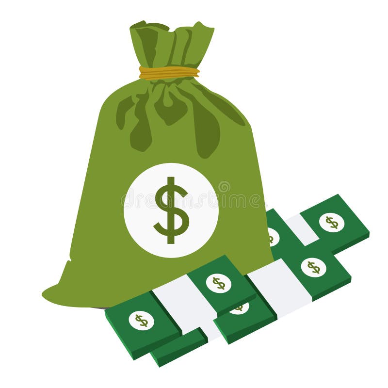 Money Bag and Bundles of Money , Vector Illustration Stock Vector ...