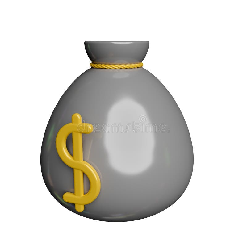 Money Bag 3d Icon Render Illustration Stock Illustration - Illustration ...