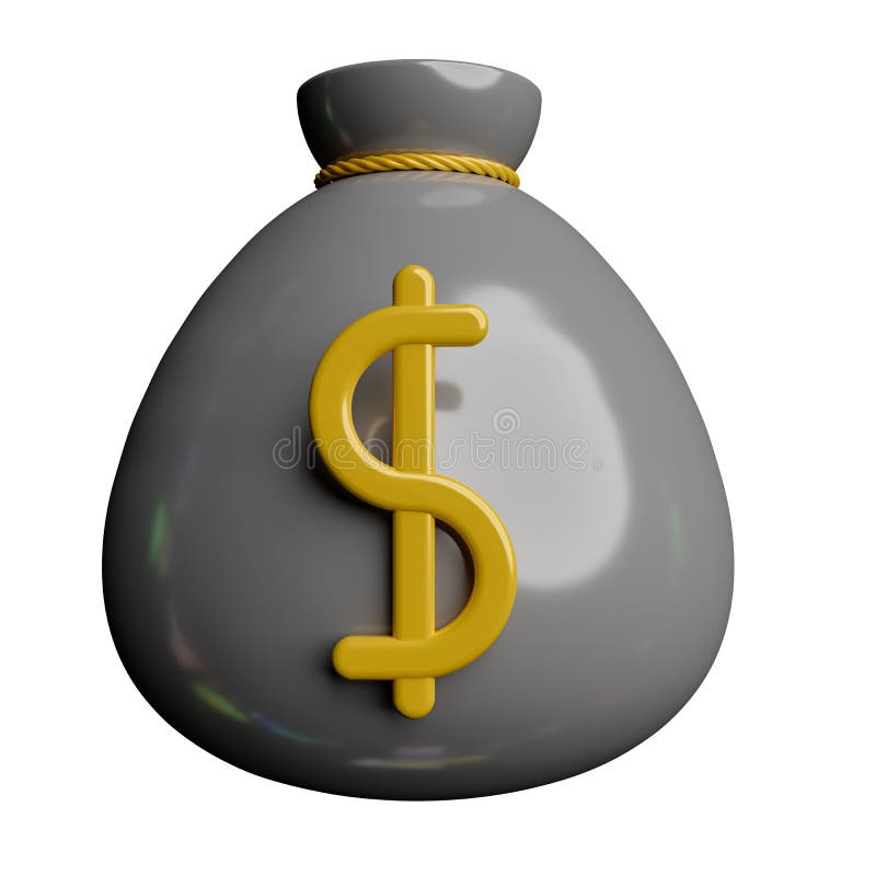 Money Bag 3d Icon Render Illustration Stock Illustration - Illustration ...