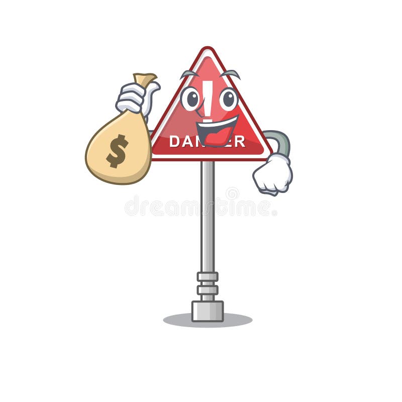 With Money Bag Danger with on the in Cartoon Stock Vector ...