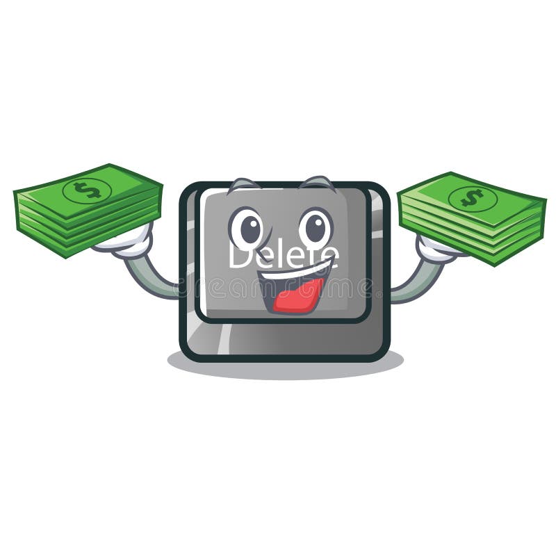 With Money Bag Delete Button in the Shape Mascot Stock Vector ...