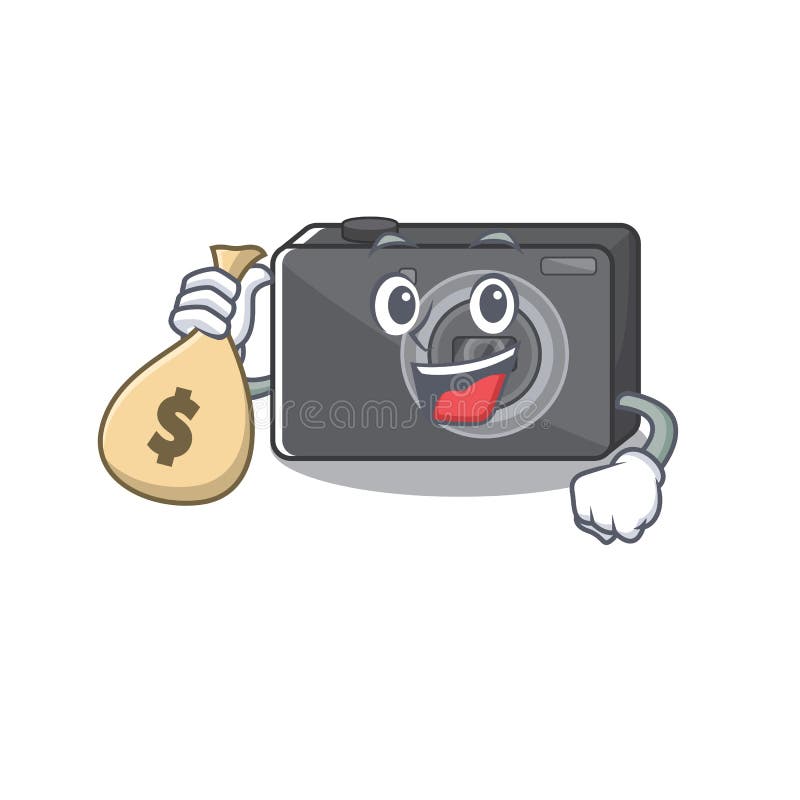 With Money Bag Digital Camera in the Cartoon Shape Stock Vector ...