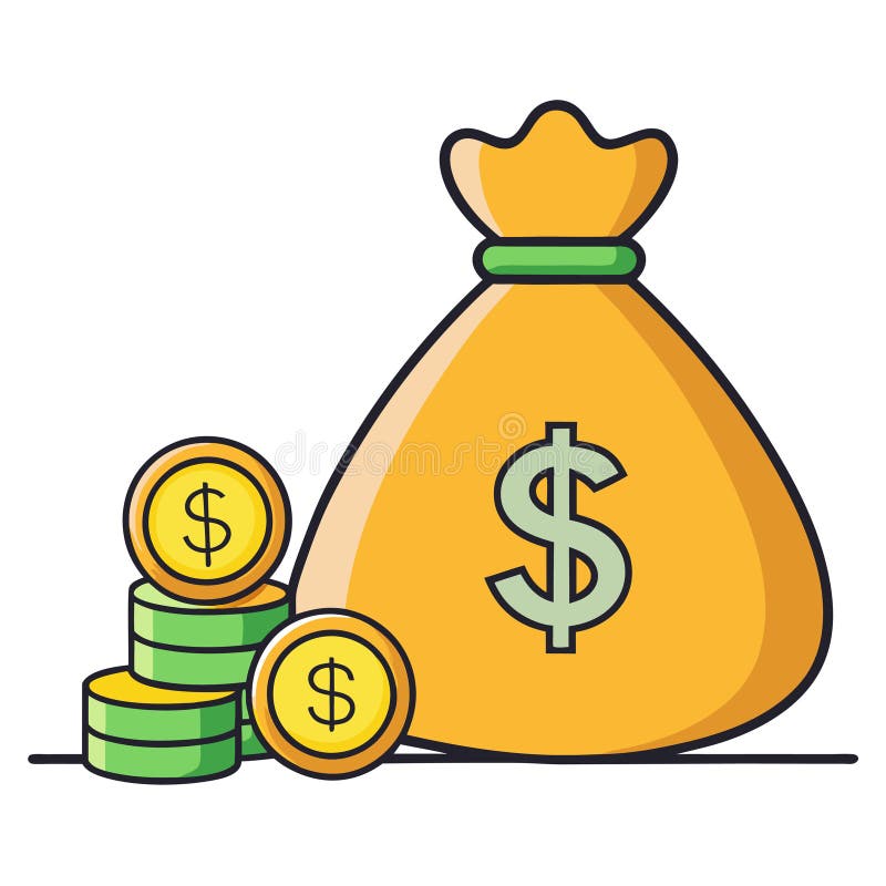 Money Bag, Dollar Coins Vector Art Illustration. Stock Vector ...