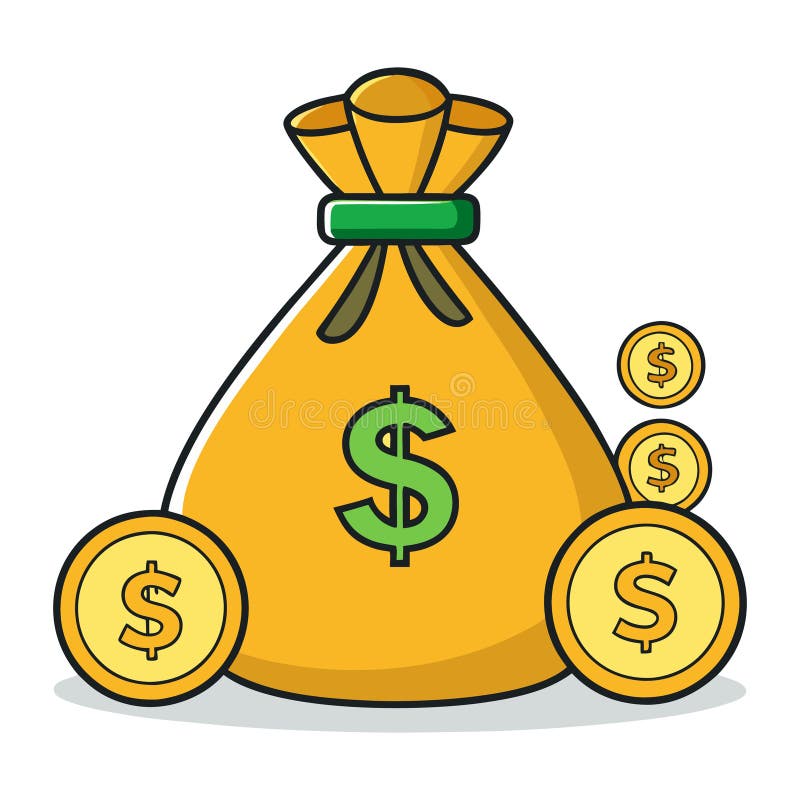 Money Bag, Dollar Coins Vector Art Illustration. Stock Vector ...